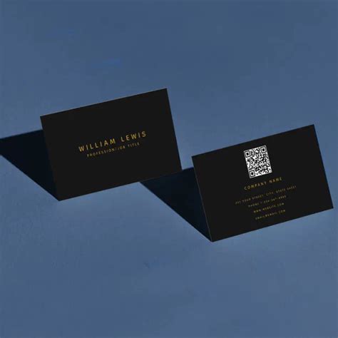 Black And Gold Modern Minimalist Qr Code Business Card Zazzle