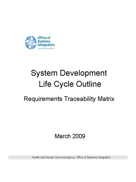 Sdlc Requirements Traceability Matrix Outline Pdf Specification