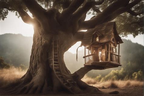 Premium Photo Fantasy Tree House Inside Tree Trunk