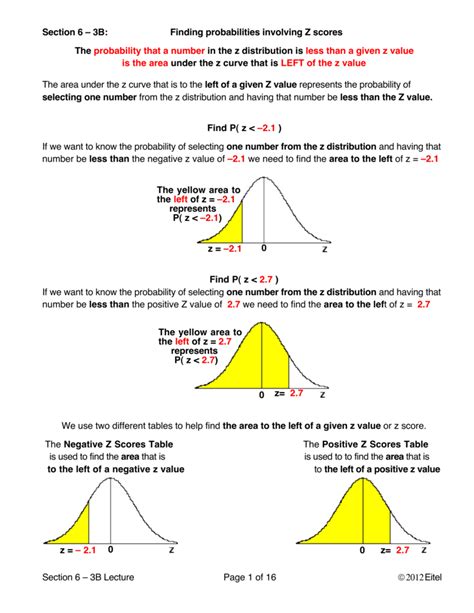 Finding Probabilities Involving Z Scores