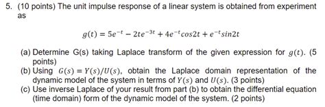 Solved 10 ﻿points ﻿the Unit Impulse Response Of A Linear