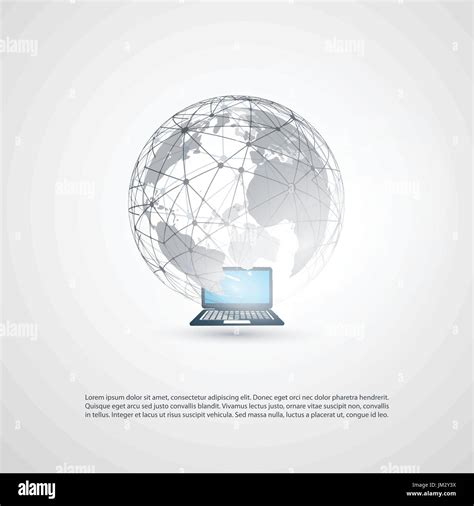Abstract Cloud Computing And Global Network Connections Concept Design With Earth Globe Laptop