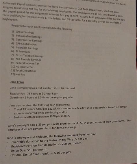 Signed To Calculate Net Pay For The Nova Scotia