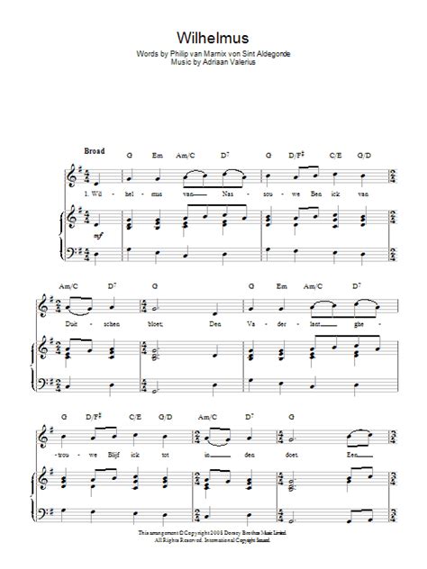 Wilhelmus Netherlands National Anthem Sheet Music Direct