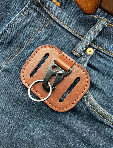 Leather Carabiner Tactical Keychain Belt Clip Holder Belt Edc Key Hook