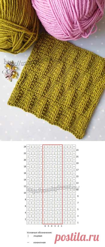 Красивый плотный узор спицами для джемпера шарфа схема узора видео узоры Постила