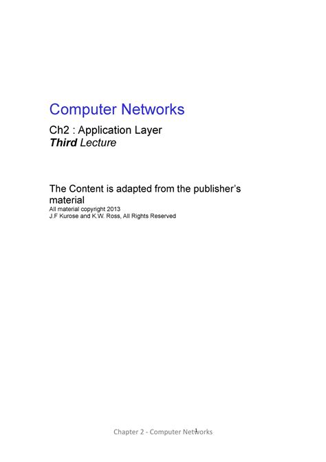 Computer Networks Ch2 C Computer Networks Ch2 Application Layer