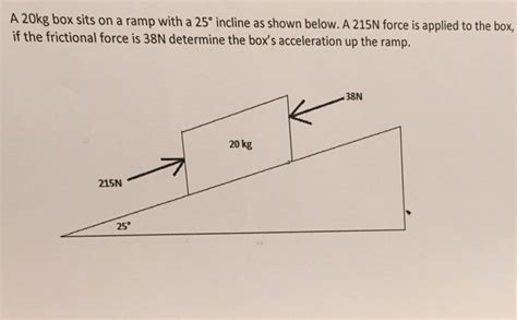 Solved A 20kg Box Sits On A Ramp With A 25 Degree Incline As