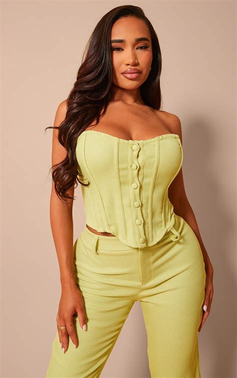 Shape Lime Woven Hook And Eye Corset Shape Prettylittlething