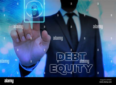 Conceptual Hand Writing Showing Debt Equity Concept Meaning Dividing Companys Total Liabilities