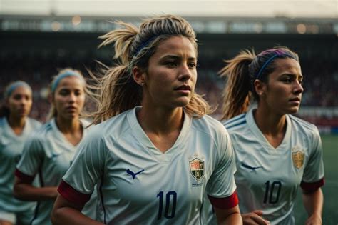 Premium Ai Image Girl Plays Football Professionally