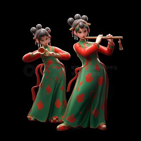 成年男女ai数字艺术 3d原创中国风唐宫夜宴仕女古风演奏表演 插画中国风成年男女微笑吹笛吹箫传统服饰插画 Ai立体元素免费下载png格式4096像素编号71559515 千图网