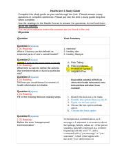 Health Unit Study Guide Docx Health Unit Study Guide Complete This Study Guide As