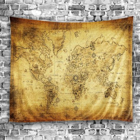 Винтажная карта мира настенный гобелен покрывало декор для гостиной гобелены тканевый