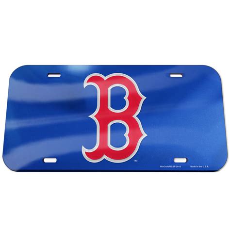 Boston Red Sox Wincraft Royal Logo Crystal Mirror License Plate
