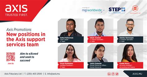 Axis Promotions New Positions In The Axis Support Services Team Axis