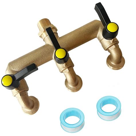 Cpan 3 Way Brass Garden Tap Splitter Ball Valve Faucet With Npt Inlet