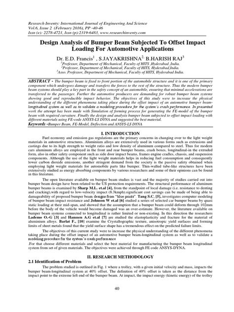 Design Analysis And Material Selection Of Automotive Bumper Beams Subjected To Offset Impact