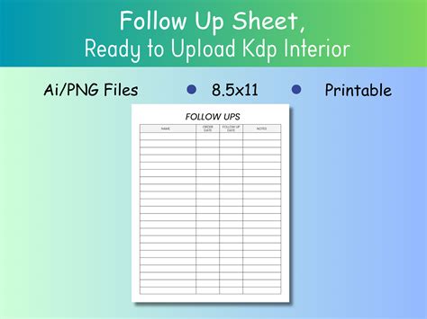 Printable Follow Up Sheet Business Kdp Graphic By Haha Hub · Creative