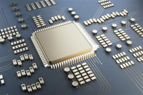 Premium Photo Creative Golden Chip Background Circuit Technology And