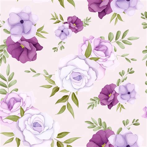 Premium Vector Beautiful Floral Seamless Pattern With Purple Flowers