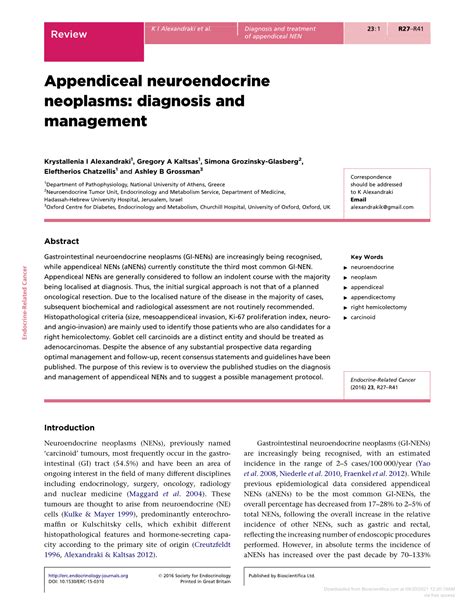 Appendiceal Neuroendocrine Neoplasms Diagnosis And Management Docslib