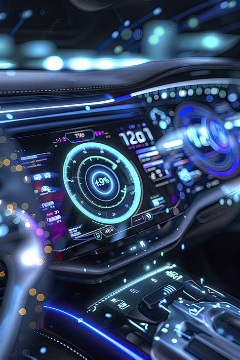 빛나는 네온 조명 라인 디스플레이와 첨단 기술을 갖춘 미래형 자동차 인테리어 배경 배경 화면 및 일러스트 무료 다운로드 Pngtree