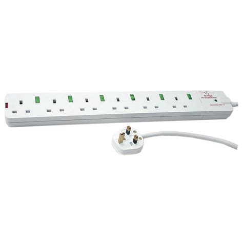 6 Way Switched Trailing Socket 2m Mains Distribution Cables And Leads