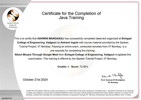 Ashwini Mangasuli On Linkedin Javaprogramming Iit Certification