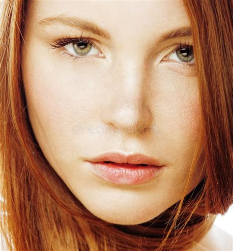 Beauty Young Redhead Woman With Red Hair Funny Ginger Fresh Spa Stock