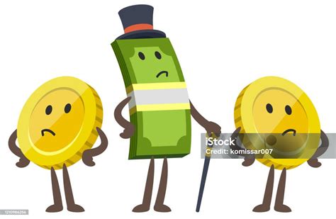 Money Character Capitalist In A Top Hat With A Cane Coin Characters