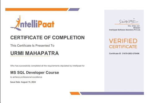 Urmi Mahapatra On Linkedin Microsoftsql Sqlcertification Intellipaat