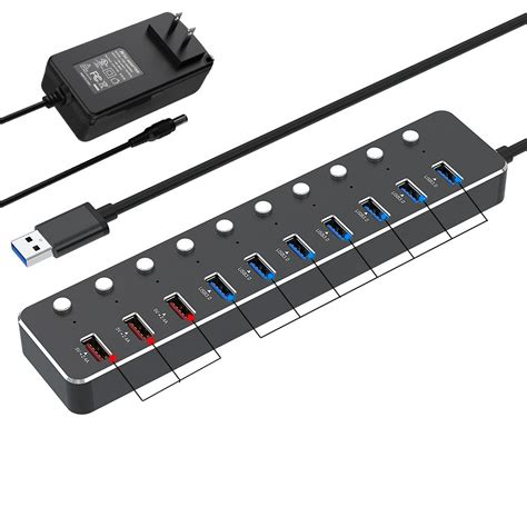 Hub Usb 30 De 10 Puertos Concentrador Usb Multipuerto Con Interruptor