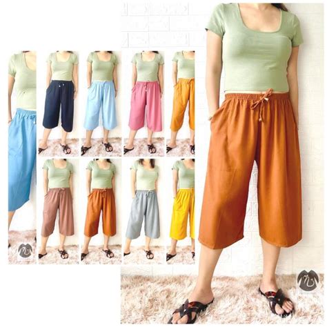 Plain Color Challis Boho Tokong Pants With Pocket Lazada Ph