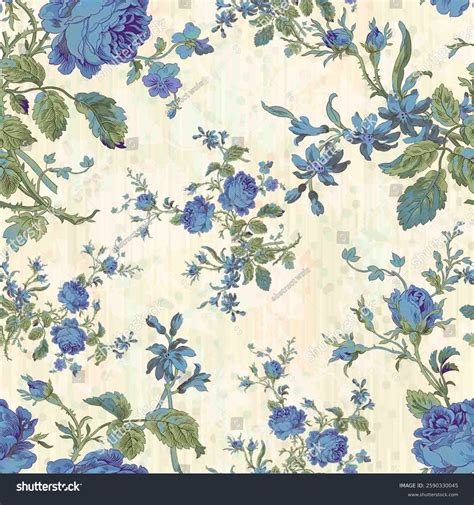 Allover Blue Flower Desigen Background Effect Stock Illustration