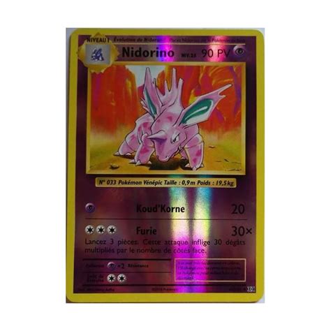 Nidorino Carte Reverse Peu Commune 90 Pv XY12 44 108 Carte Poké
