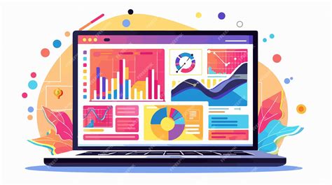 Data Charts Graphs And Dashboards On Laptop Screen Premium Ai Generated Vector