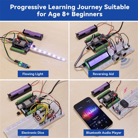 Sunfounder Esp32 Ultimate Starter Kit With Battery And Esp32 Wroom 32e B
