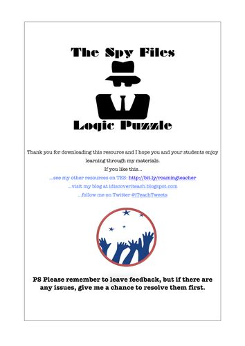 The Spy Files Equipment Assignment Logic Puzzle Teaching Resources