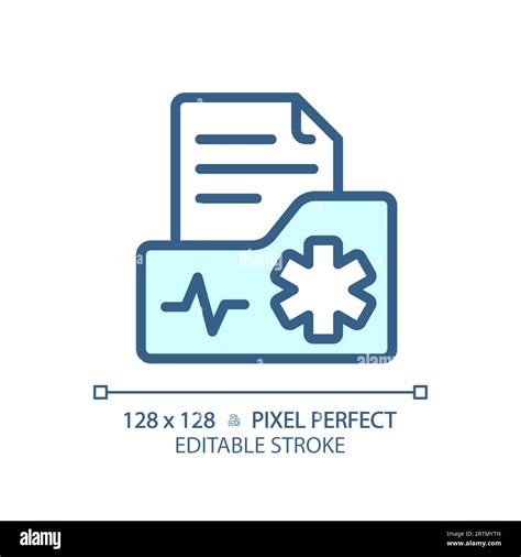 2D Customizable Medical Record Thin Linear Blue Icon Stock Vector Image