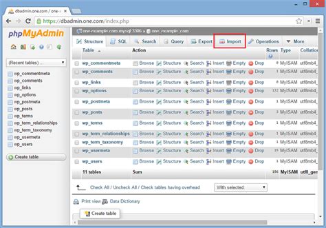 how do i import a database to phpmyadmin support