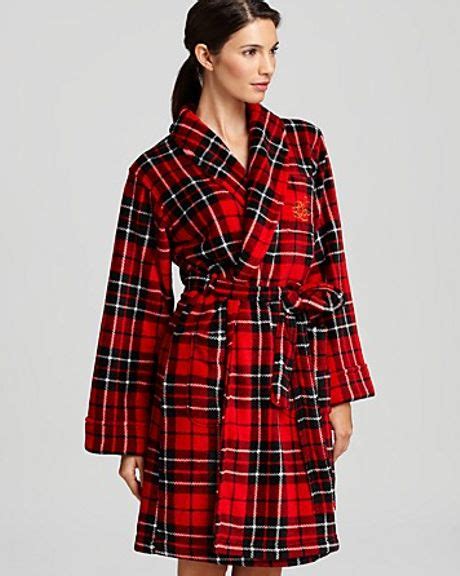 Ralph Lauren So Soft Terry Shawl Collar Robe In Red Red Black Plaid