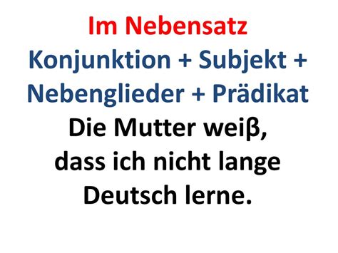 Direkt Subjekt Prädikat Nebenglieder Ich lerne Deutsch nicht lange