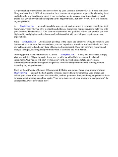 Lesson 5 Homework 43 Download Free Pdf Homework Mathematics