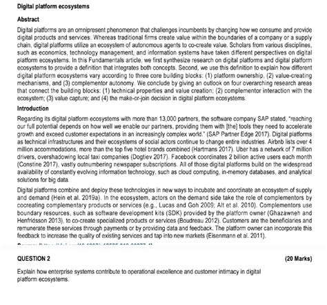 Solved Digital Platform Ecosystemsabstractdigital Platforms