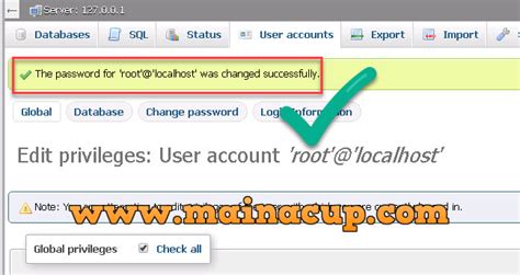 เปลี่ยน Password ฐานข้อมูล Mysql ด้วย Phpmyadminรับเขียนโปรแกรม Php