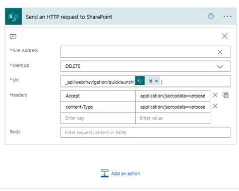 how to simply remove quicklink navigation using power automate rest api