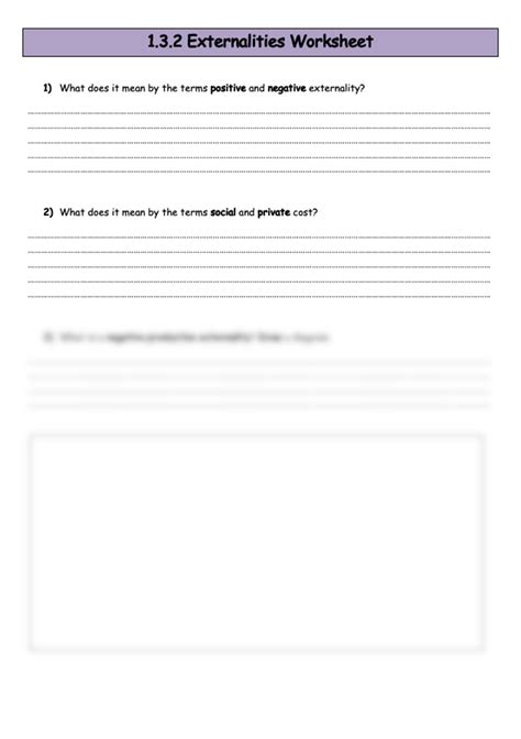 Externalities Worksheet A Level Economics Teaching Resources