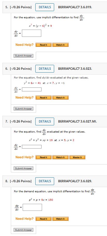 Solved For The Equation Use Implicit Differentiation To Chegg Com