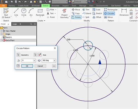 how to extrude a circular surface with holes arrayed around an inner